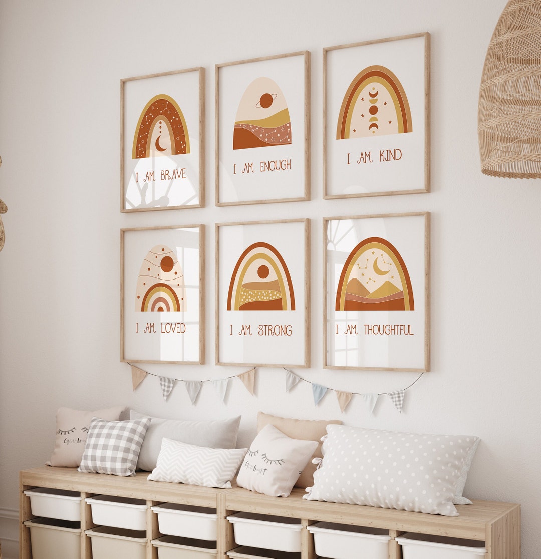 Positive Affirmation Posters for Kids, Rainbow Moon Print, Digital ...