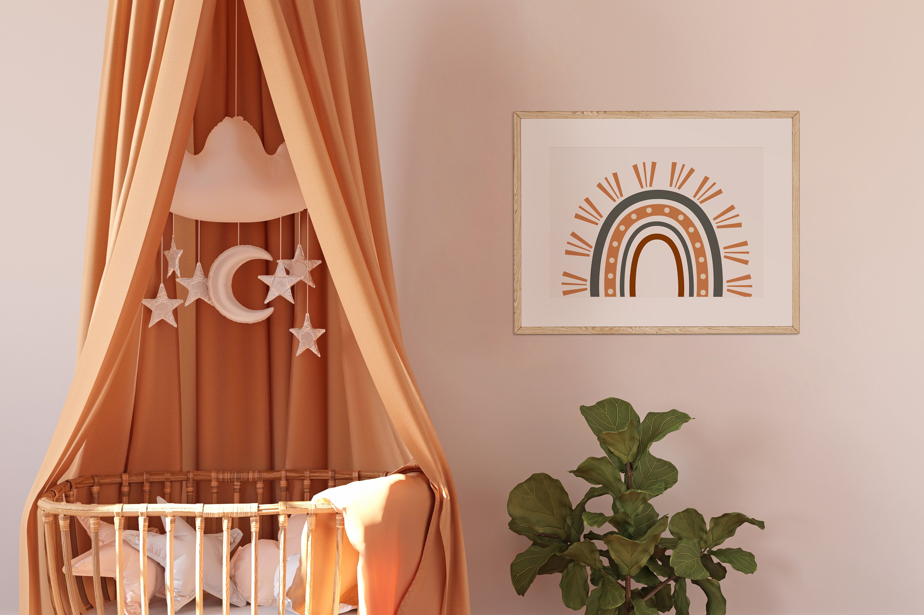 Boho Rainbow Print, Landscape Poster, Gender Neutral, Nursery Decor ...