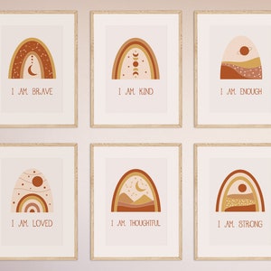Positive Affirmation Posters for Kids, Rainbow Moon Print, Digital ...