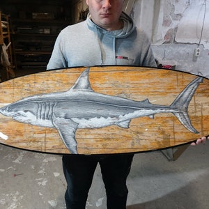 Surfboard Table, Shark, Surfing Gift, Surfing Art Decor - Etsy