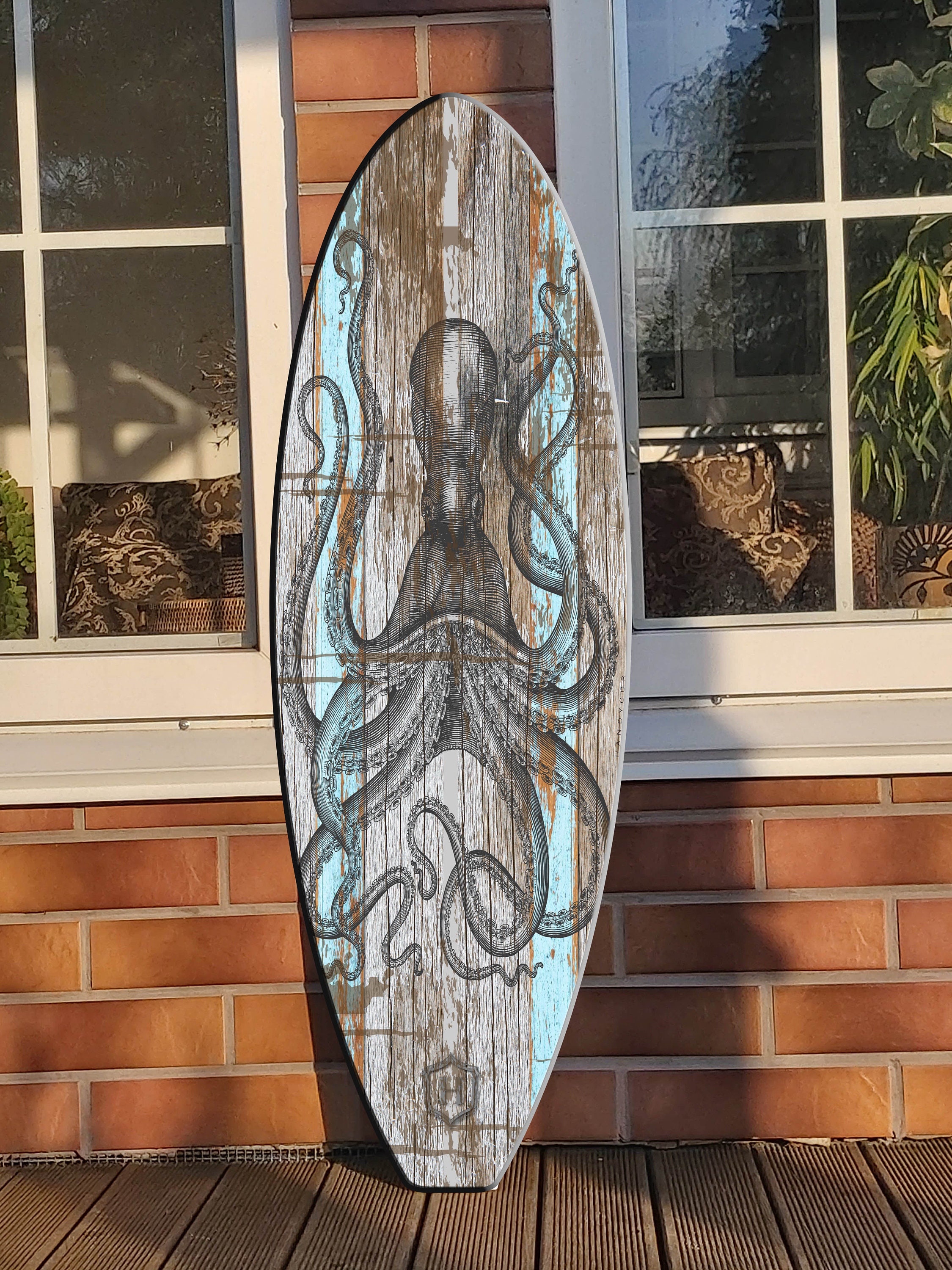 Decorative Surfboard for Wall With Octopus Pattern: Vintage - Etsy UK