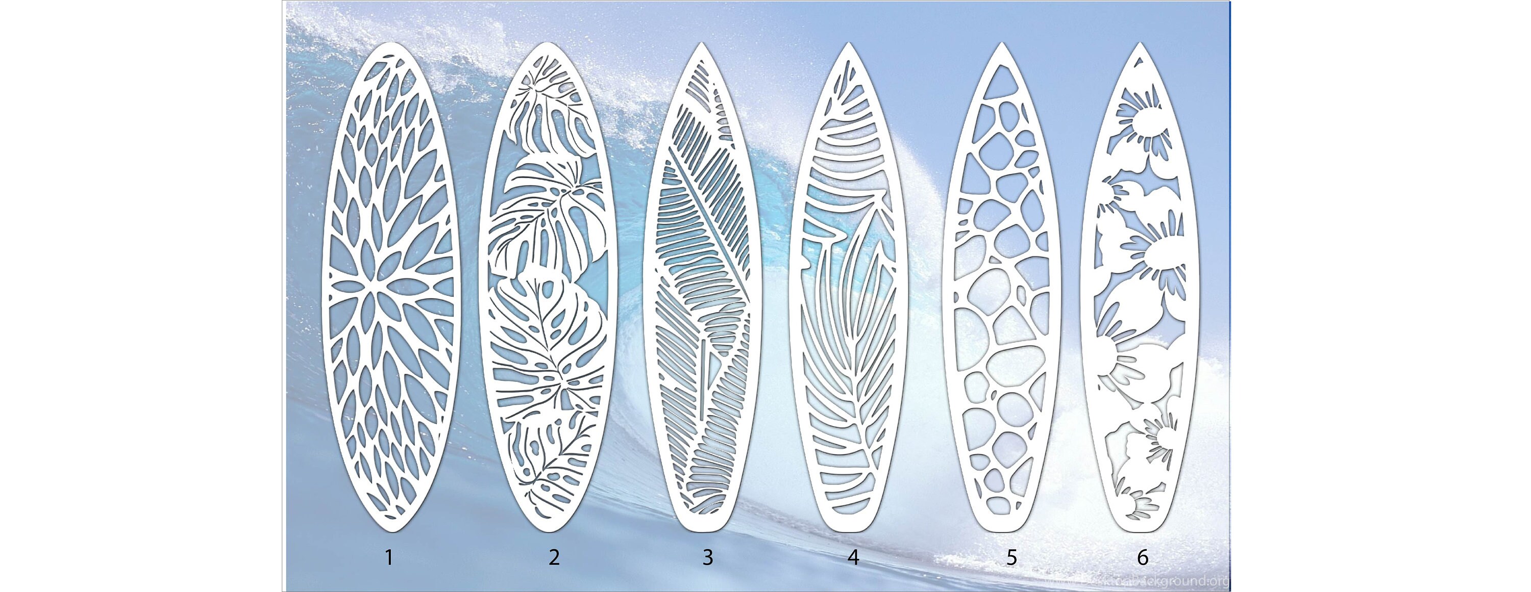 Surfboard Inspired Wall Led Light With Botanical Pattern: | Etsy