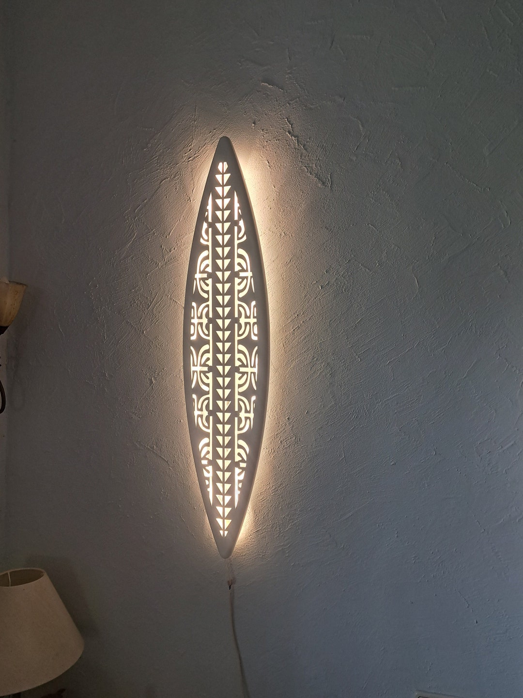 Surfboard Inspired Wall Led Light With Maori Pattern - Etsy