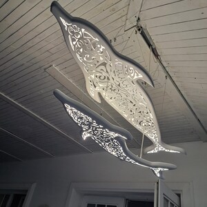 Dolphin With Dolphin Calf Ceiling Chandelier in Maori Surf Style - Etsy