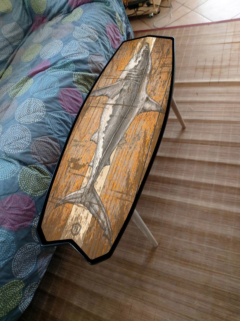 Surfboard Table, Shark, Surfing Gift, Surfing Art Decor - Etsy