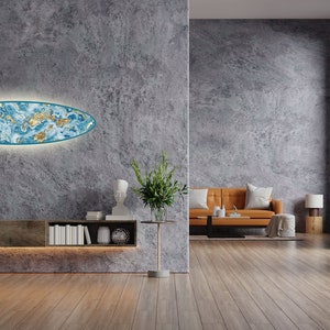 Surfing Inspired Accent Wall Led Light: Blue Marble Effect Surfboard ...