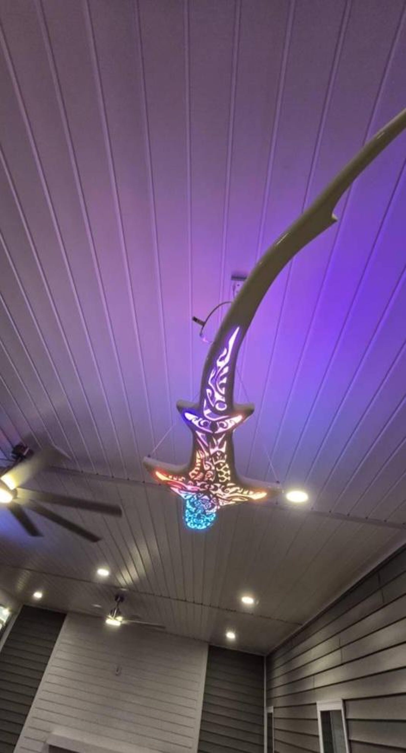 Handcrafted Shark LED Ceiling Light – 50" Ocean Chandelier for Coastal ...