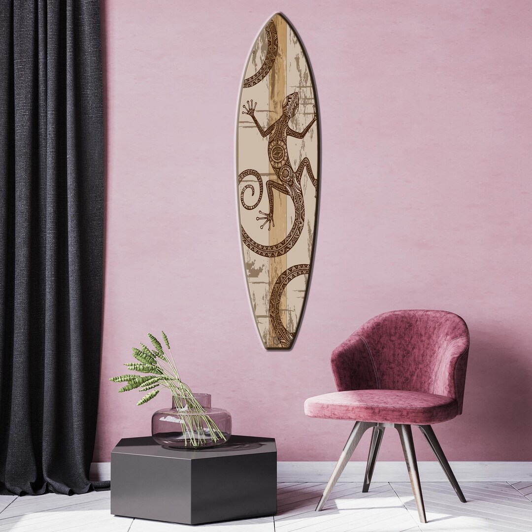 Surfboard Wall Art Surfers Gift Vintage Lizard Bar Decor - Etsy