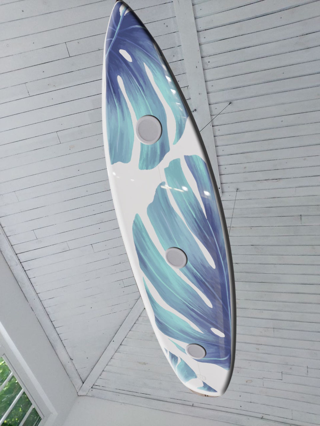 Surfboard Ceiling Light With Monstera Design for Billiard Rooms - Etsy