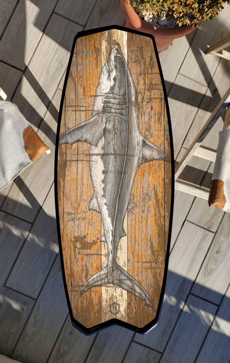 Surfboard Table, Shark, Surfing Gift, Surfing Art Decor - Etsy