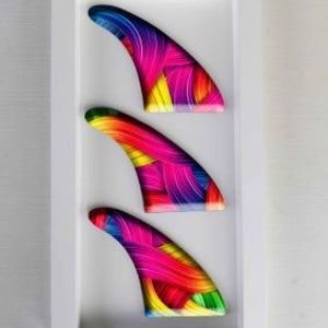 Set of 3 Colorful Surfboard Fins in Frame: Surfing Board Fins - Etsy