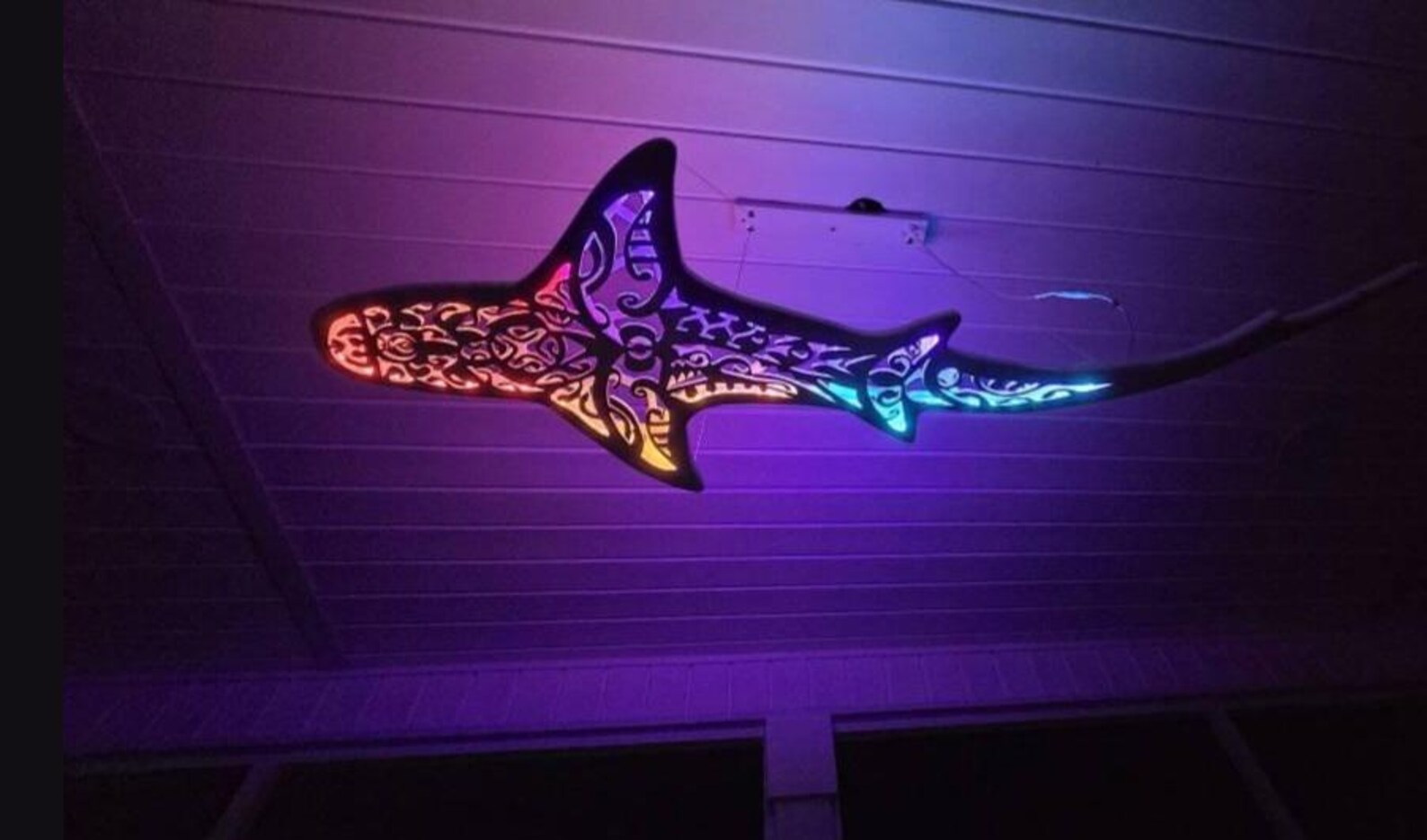 Handcrafted Shark LED Ceiling Light – 50" Ocean Chandelier for Coastal ...