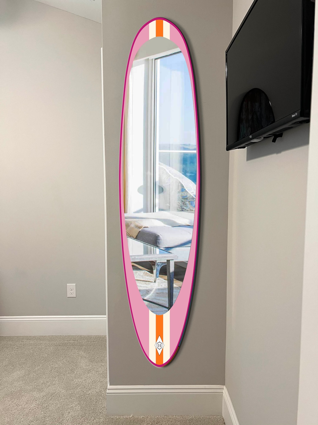 Wall Mirror in Surfboard Shaped Frame - Etsy