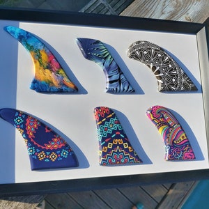 Set of 3 Colorful Surfboard Fins in Frame: Surfing Board Fins - Etsy