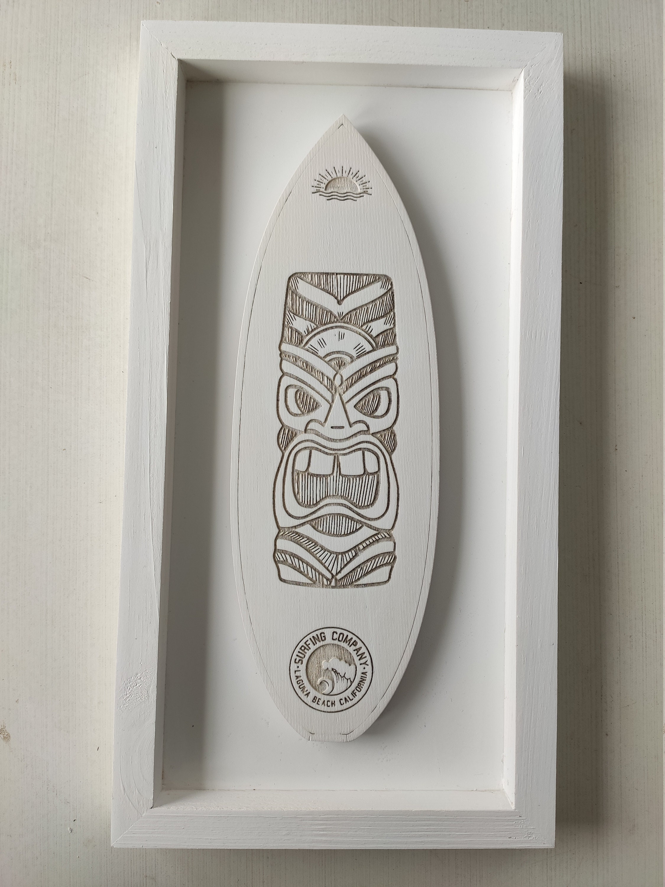Small Decorative Plywood Surfboard With Maori Face Pattern in | Etsy