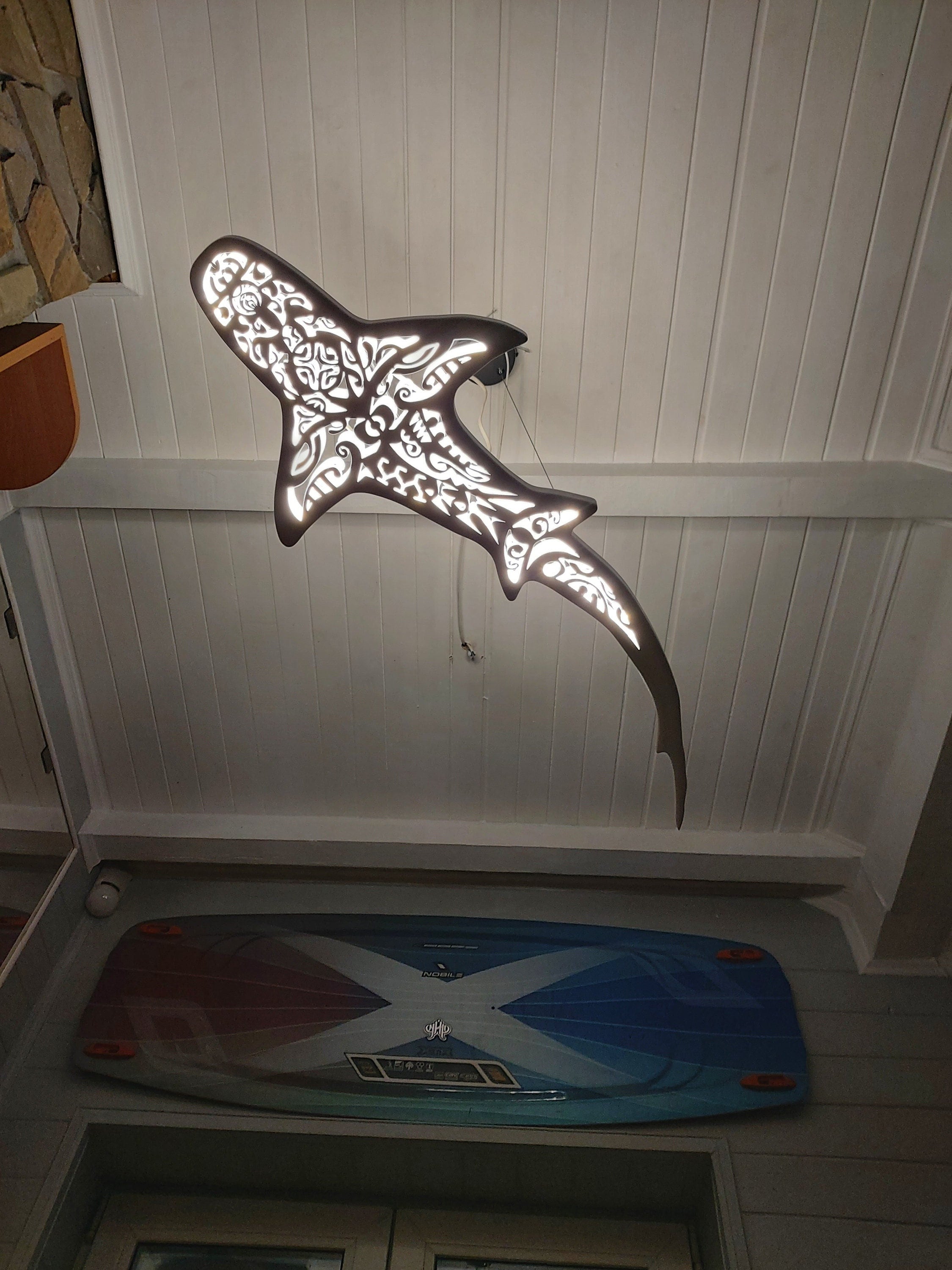 Handcrafted Shark LED Ceiling Light – 50" Ocean Chandelier for Coastal ...