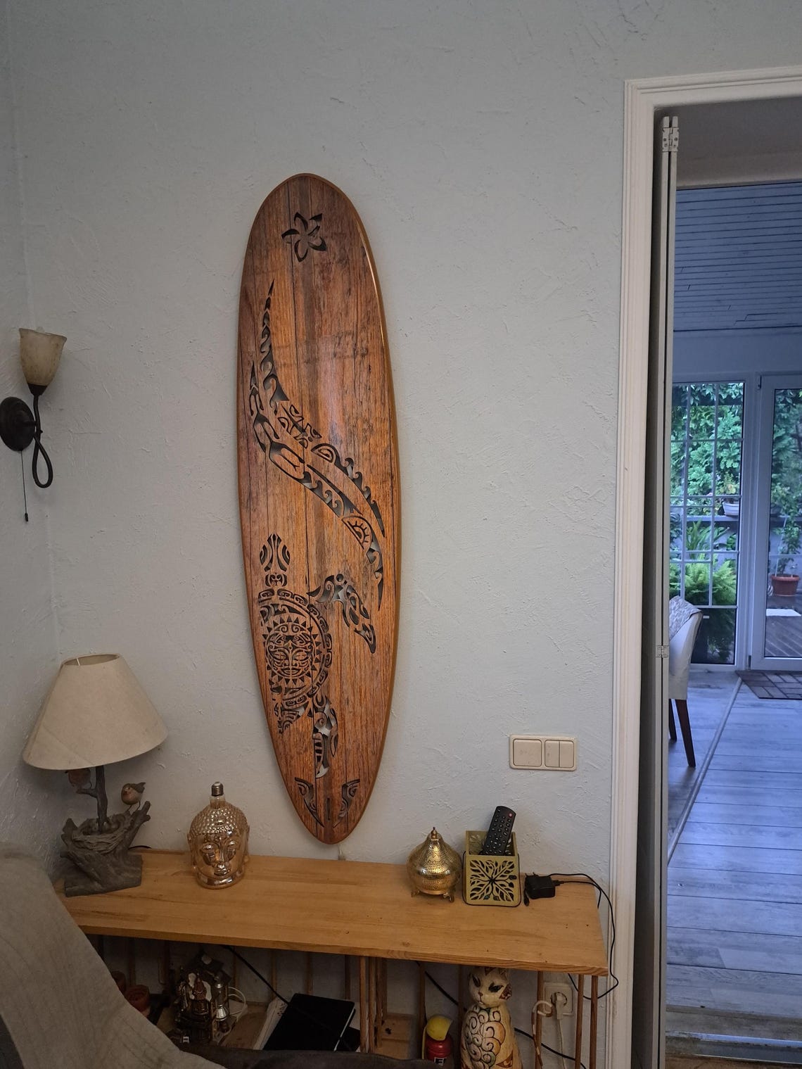 Surfboard LED Wall Light – Turtle Maori Pattern Coastal Sconce - Etsy