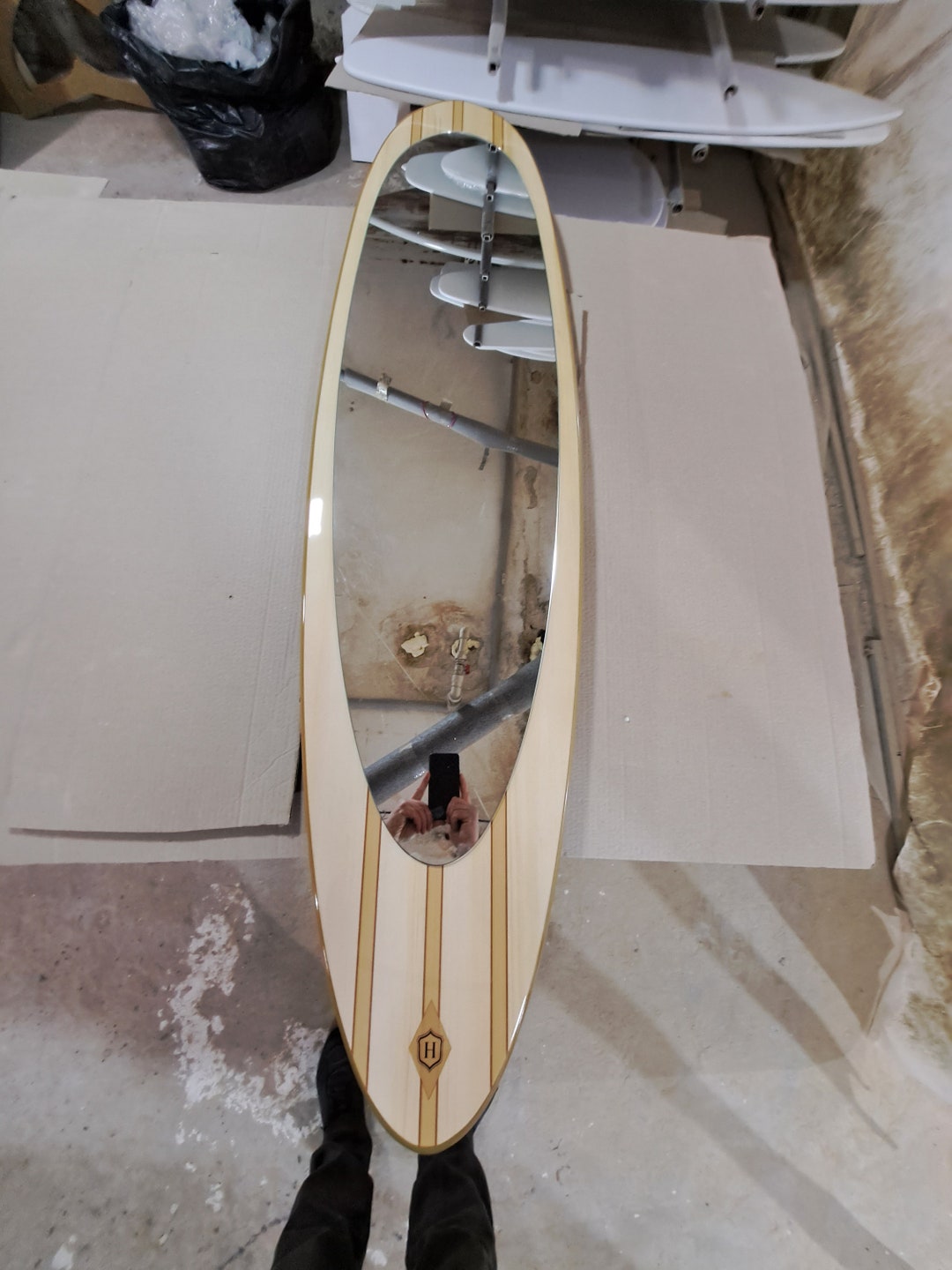Large Wall Mirror in Wooden Surfboard Shaped Frame: Full Body Oval ...