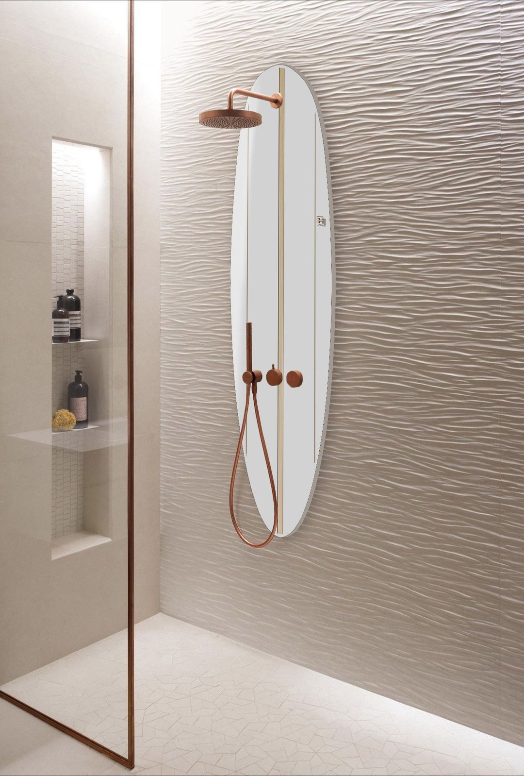 Surfboard Shower Panel, Surf Shower Panel, Tropical, Lines, Waves ...