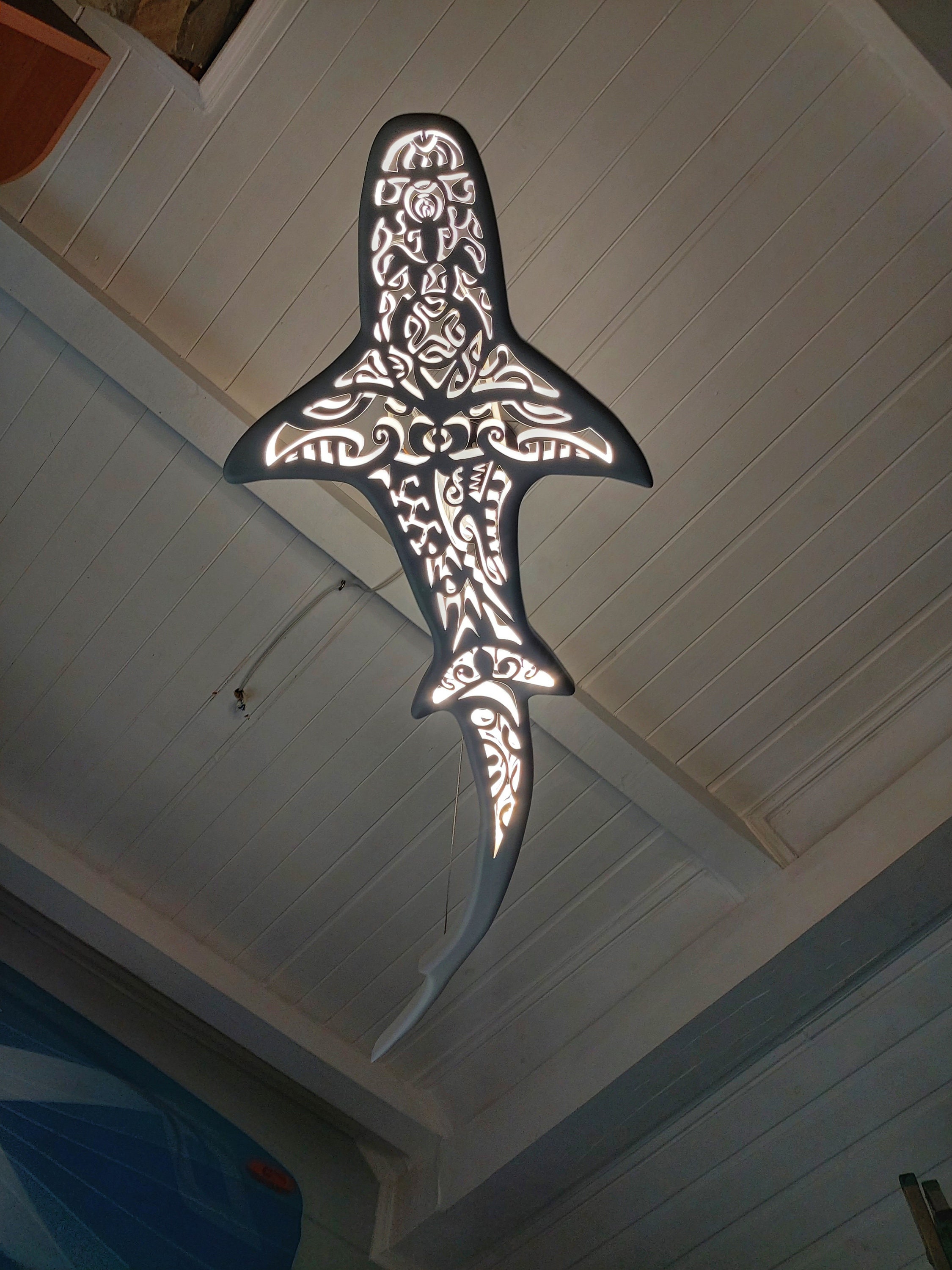 Handcrafted Shark LED Ceiling Light – 50" Ocean Chandelier for Coastal ...