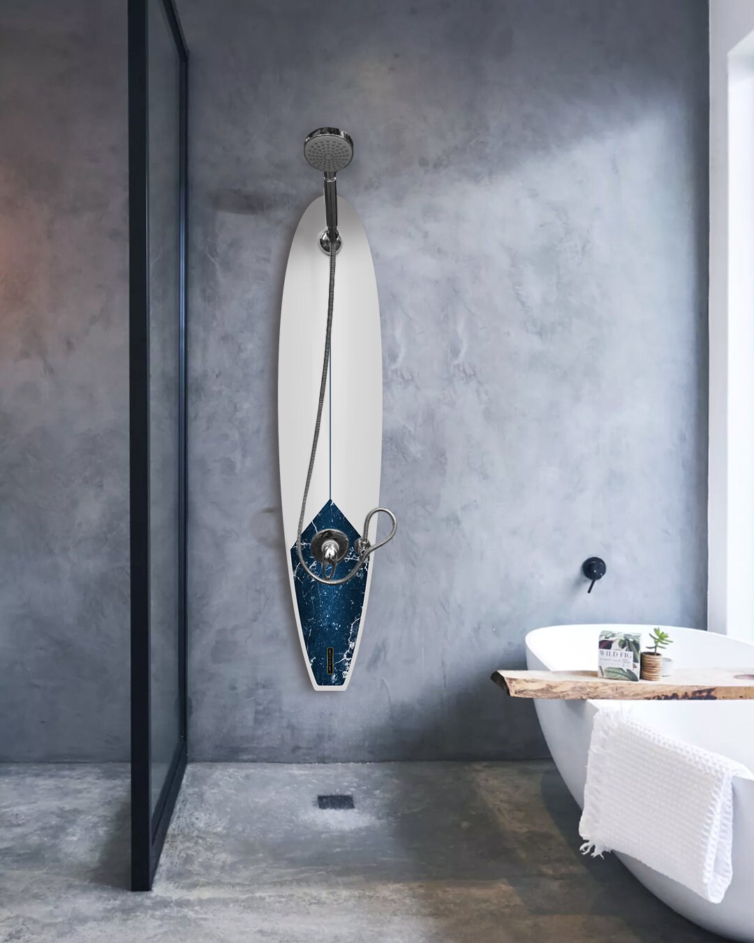 Surfboard Shower Panel, Minimalist Coastal Bathroom Feature, Spa Decor ...