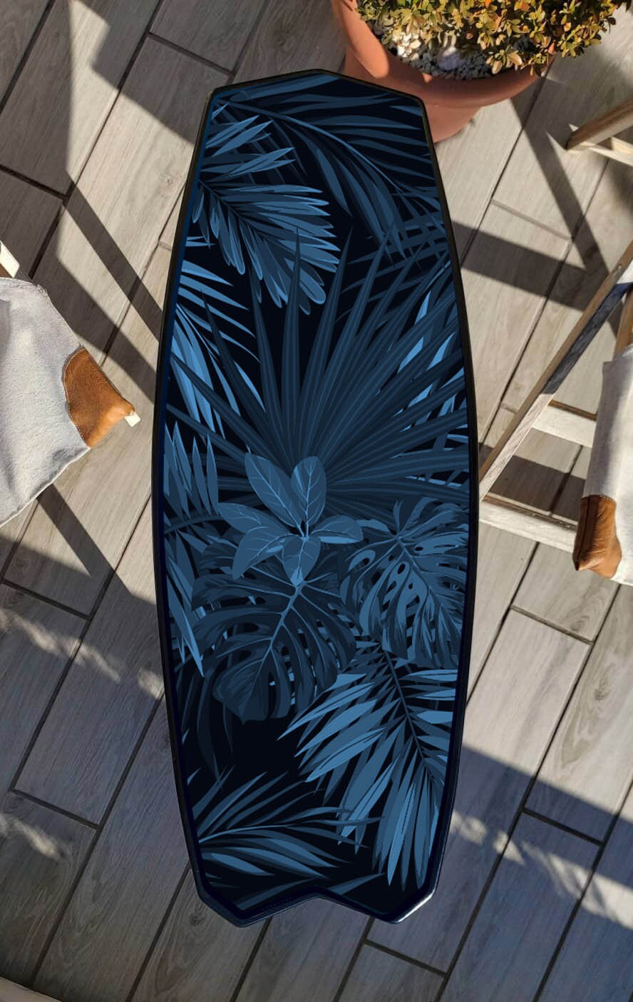 Fish Surfboard Shaped Accent Sofa Table With Leaves Pattern: | Etsy