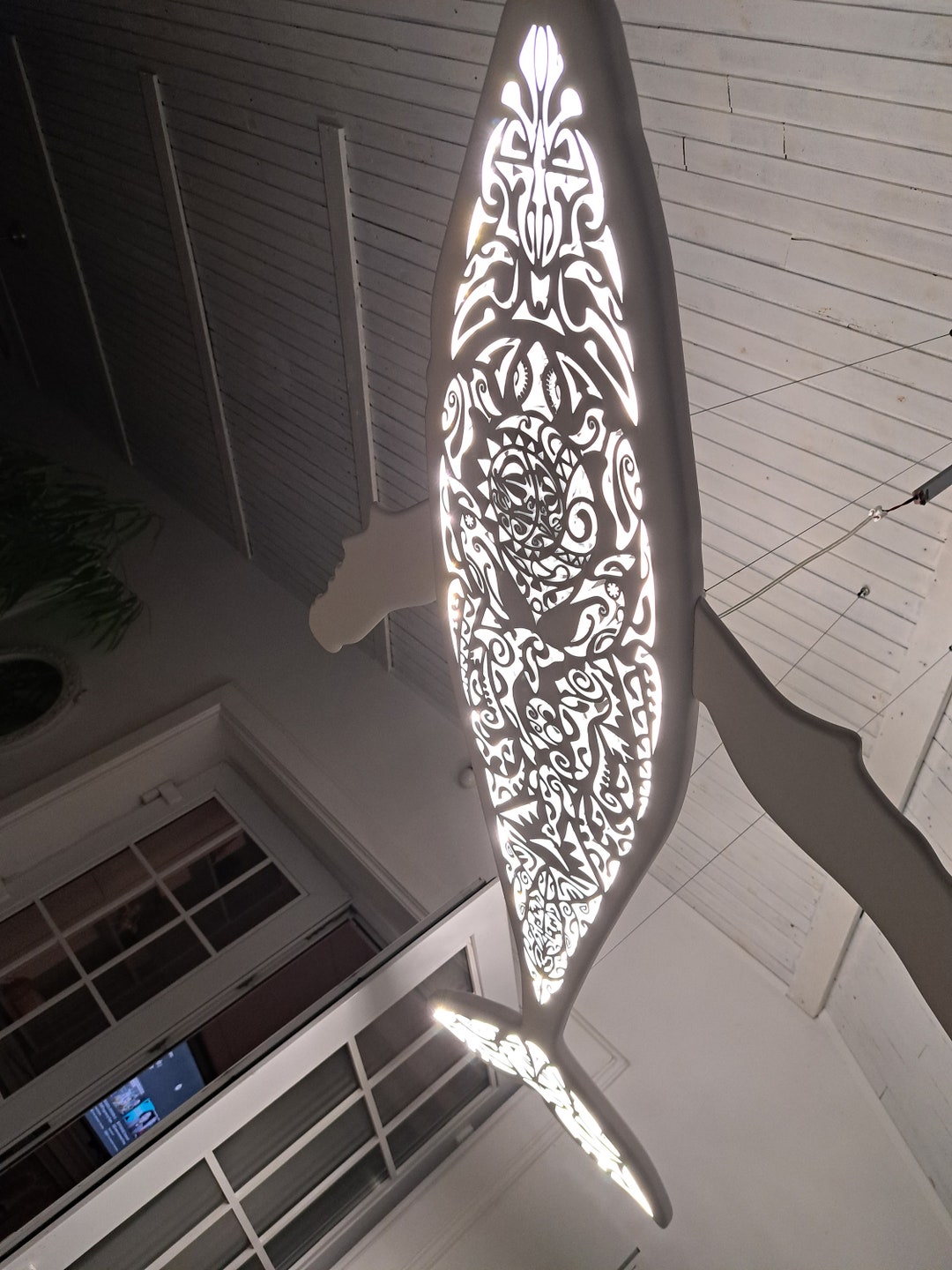 40 Inches Whale Ceiling Chandelier in Maori Surf Style, Whale Ceiling ...