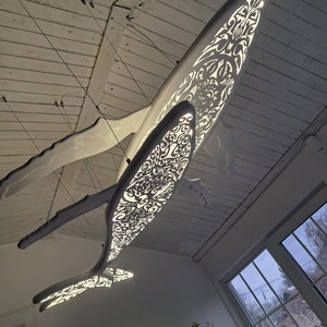 Whale Ceiling Light With Baby Whale – Ocean Inspired Chandelier – Surf ...