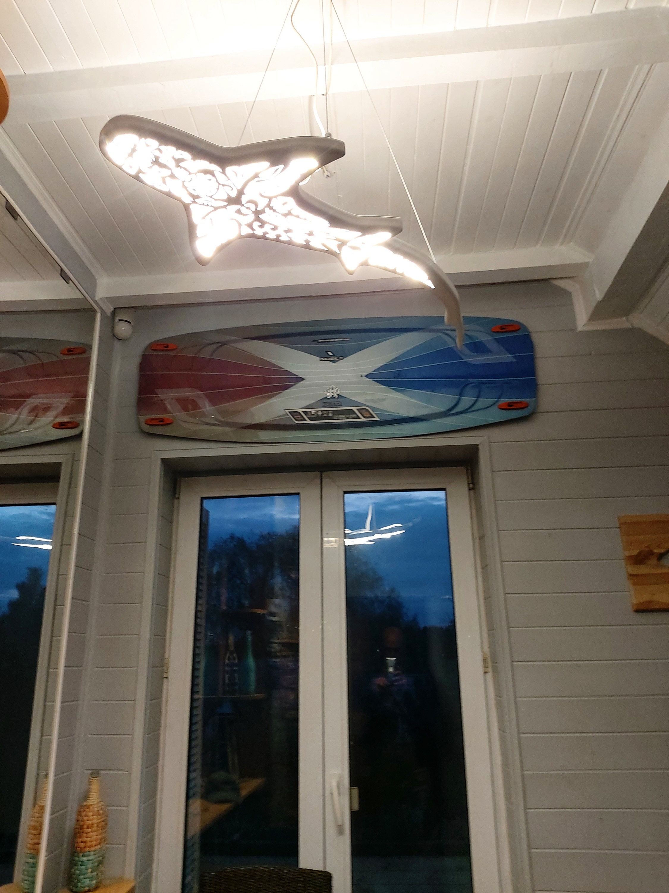 Handcrafted Shark LED Ceiling Light – 50" Ocean Chandelier for Coastal ...