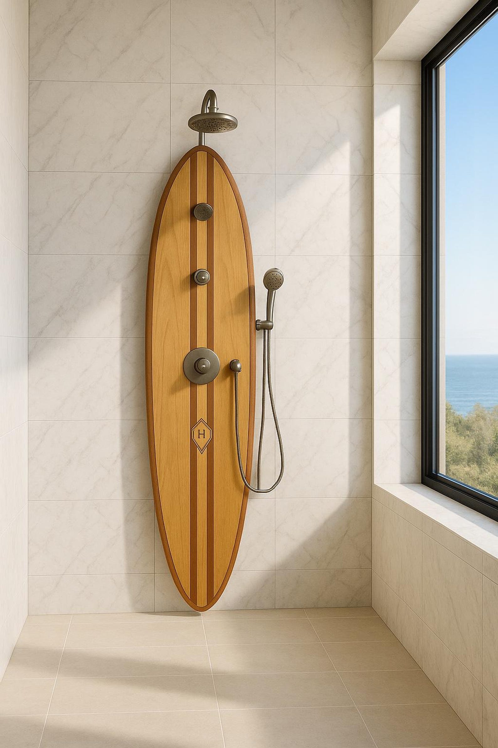 Handmade Surfboard Shower Panel – Coastal Bathroom Decor - Etsy