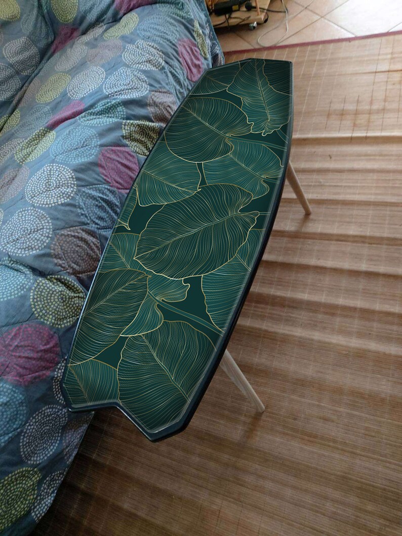 Decorative Green Surf Table With Leaves Pattern: Wooden - Etsy