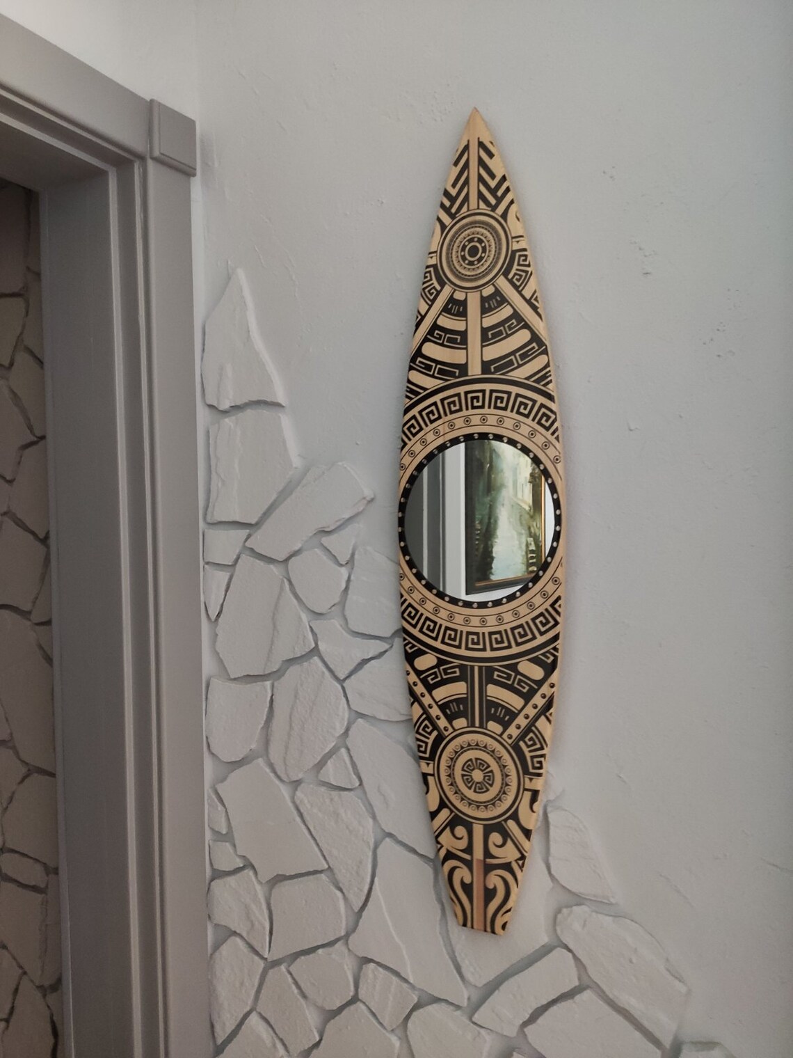 Surfing inspired decorative mirror: round wall mirror in | Etsy