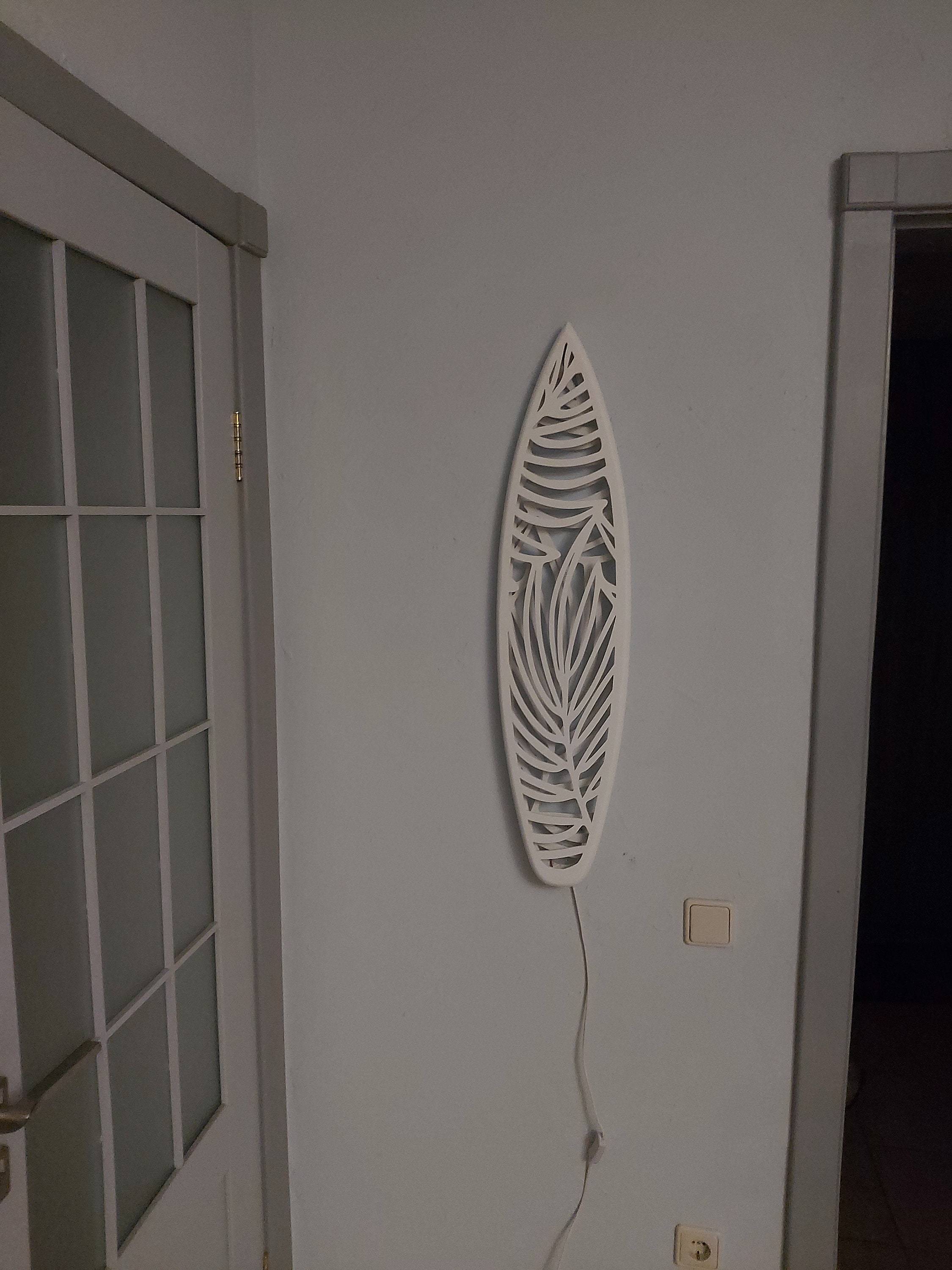 Surfboard Inspired Wall Led Light With Botanical Pattern: | Etsy