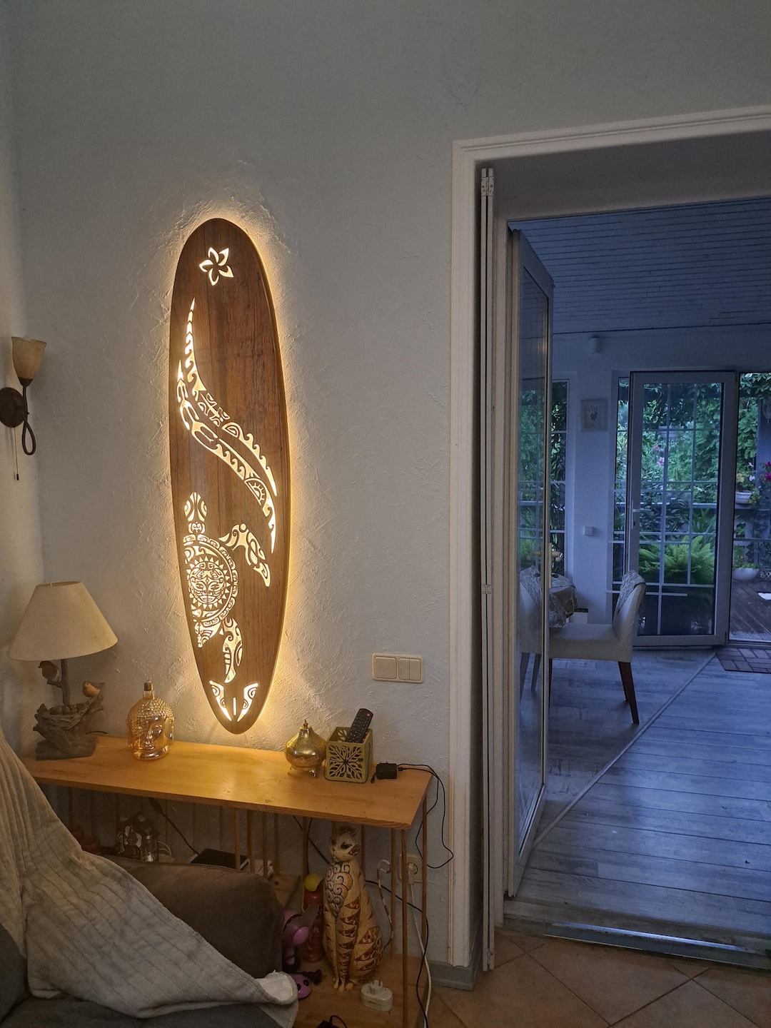 Surfboard-shape Wall Led Light With Maori Pattern, Turtle - Etsy