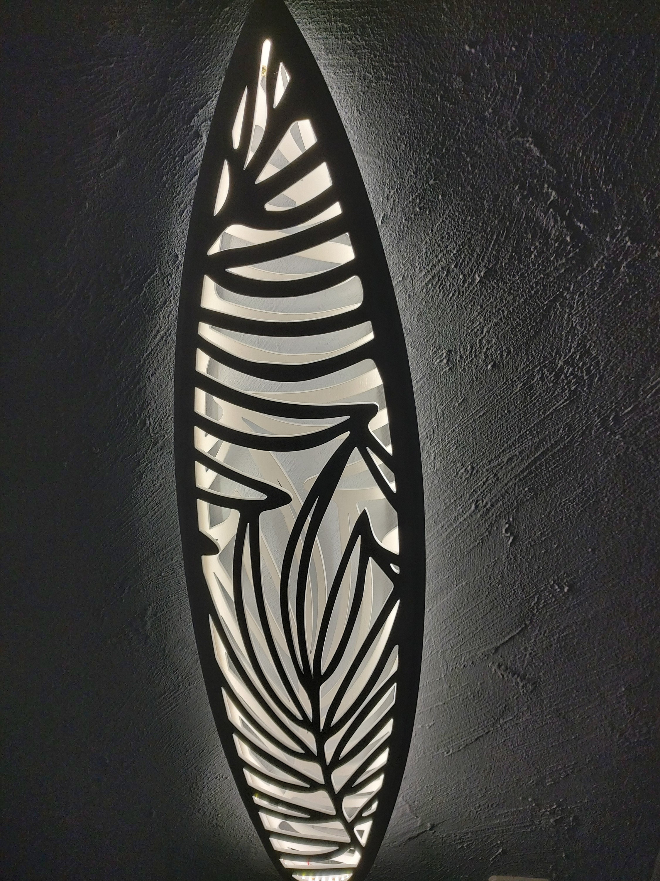 Surfboard Inspired Wall Led Light With Botanical Pattern: | Etsy