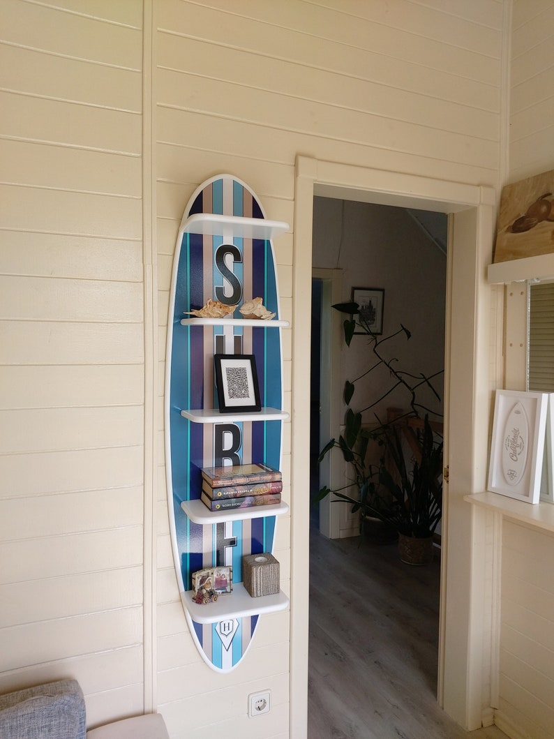 Surfboard Wall Shelf Surfboard Wall Art Bookshelf Wood - Etsy