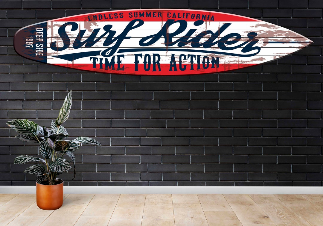 Decorative Wall Surfboard Sign: Surfing Inspired Vintage Wall Hanging ...