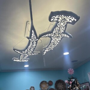 Shark Ceiling Light – Ocean Themed LED Chandelier – Surf Coastal Decor ...
