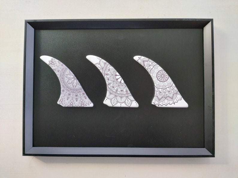Set of 3 Colorful Surfboard Fins in Frame: Surfing Board Fins - Etsy