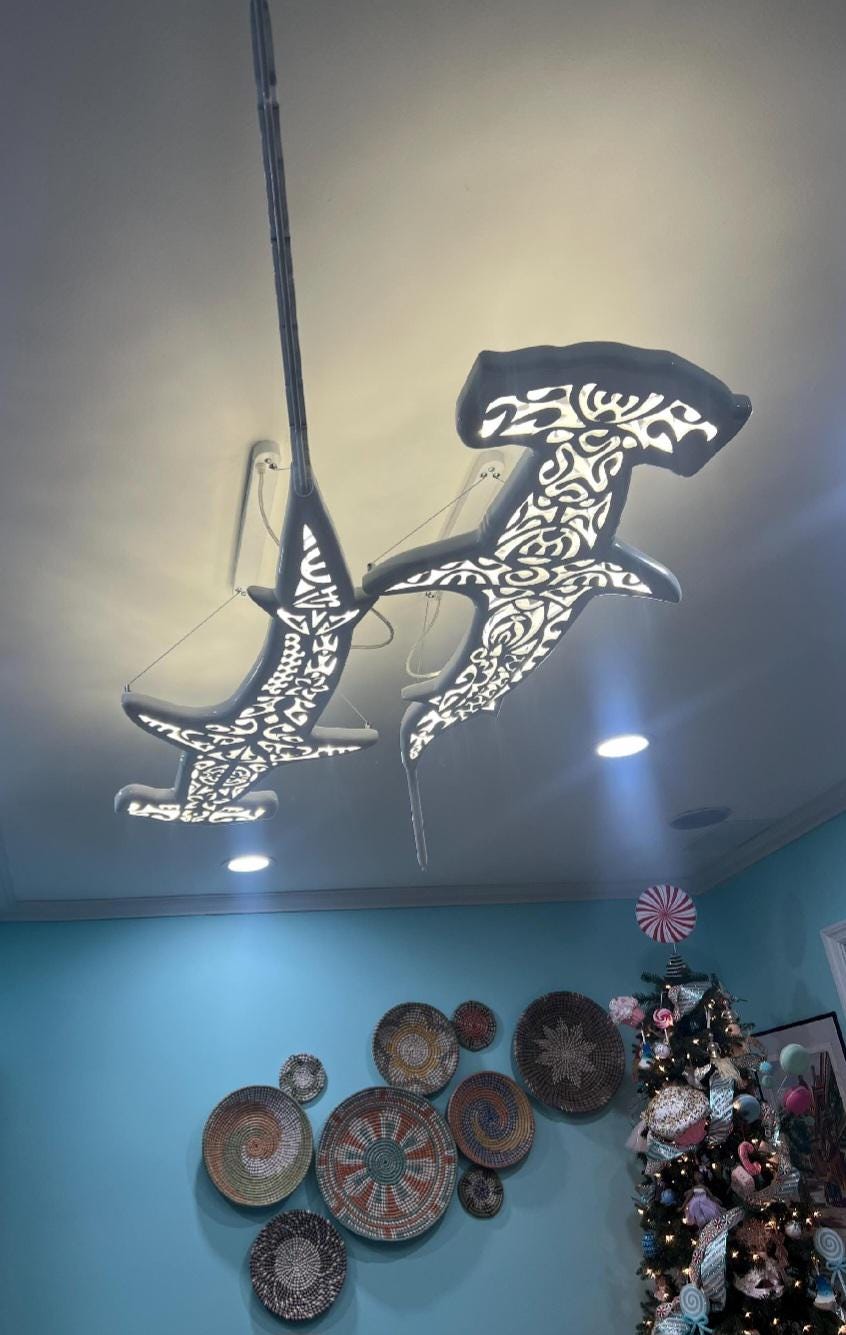 Dancing Sharks LED Ceiling Chandelier – Shark Ocean Statement Light - Etsy