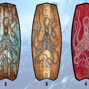 Surfboard Coffee Table With Black Octopus Print for Nautical Decor - Etsy