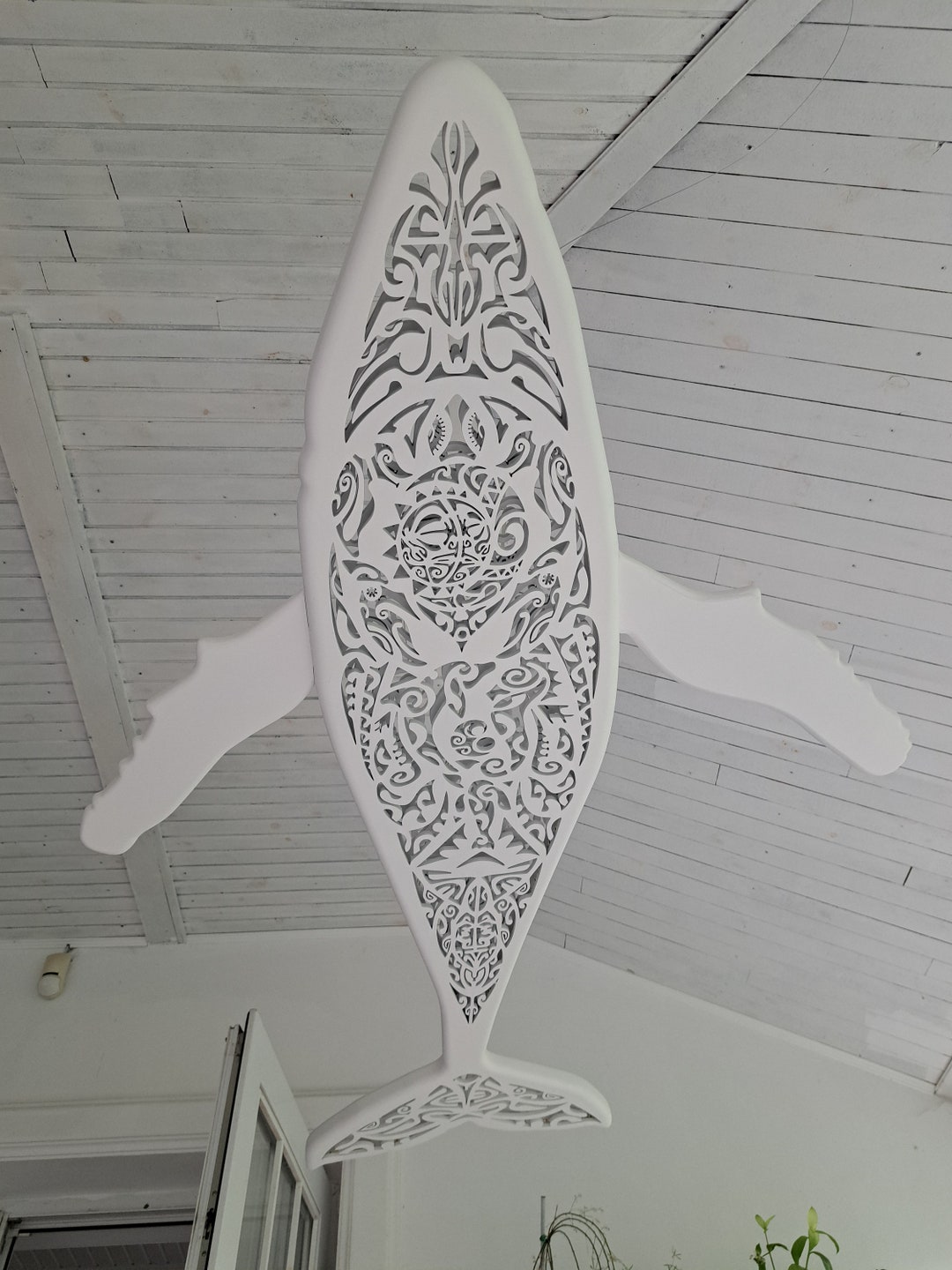 40 Inches Whale Ceiling Chandelier in Maori Surf Style, Whale Ceiling ...