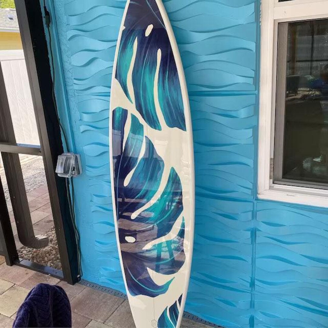 Monstera Leaf Surfboard Wall Art – Tropical Handmade Surfboard Decor ...