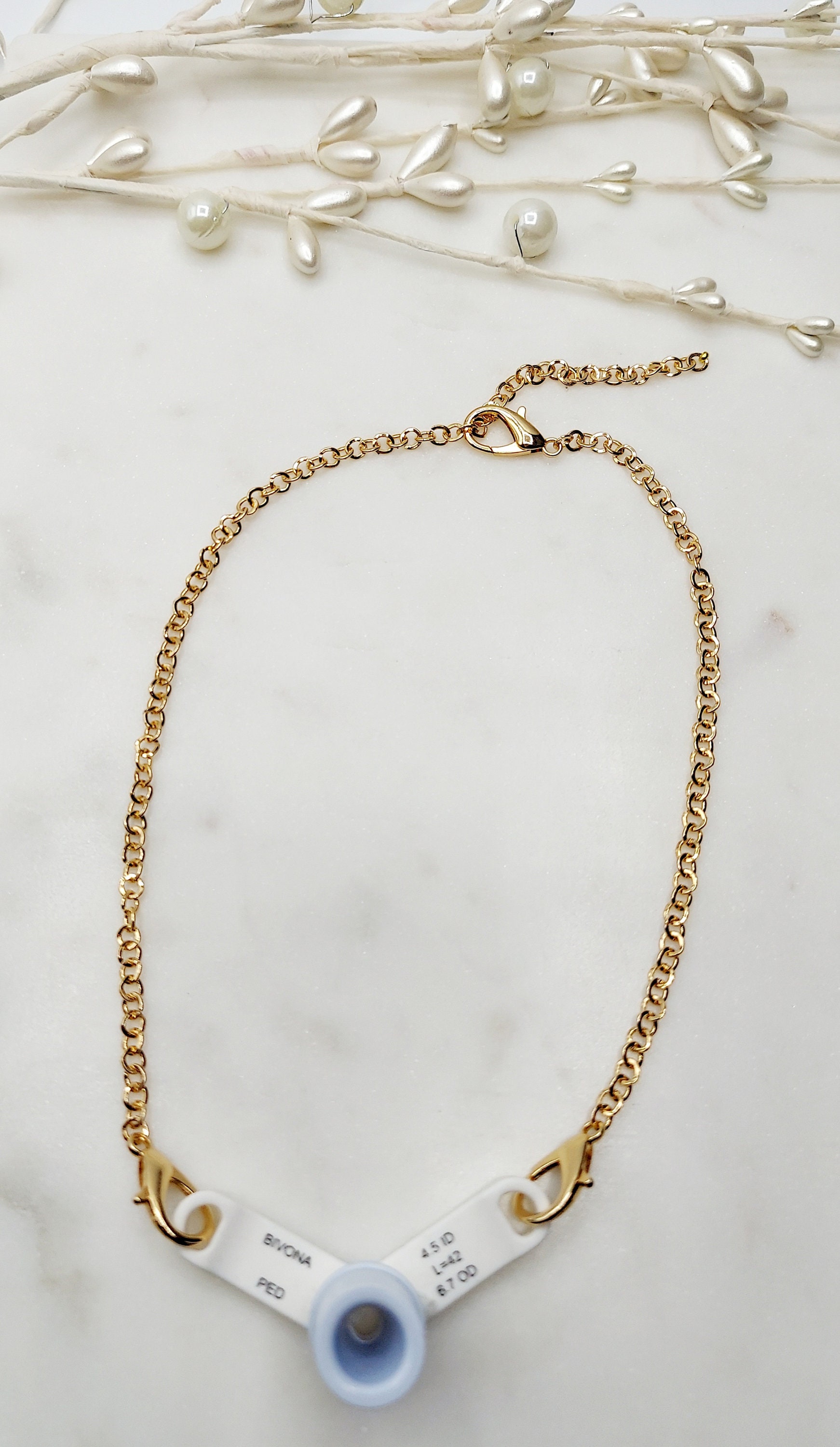 Trach Ties, Beaded Trach Ties , Adjustable, Trach Chain, Beaded, Trach ...