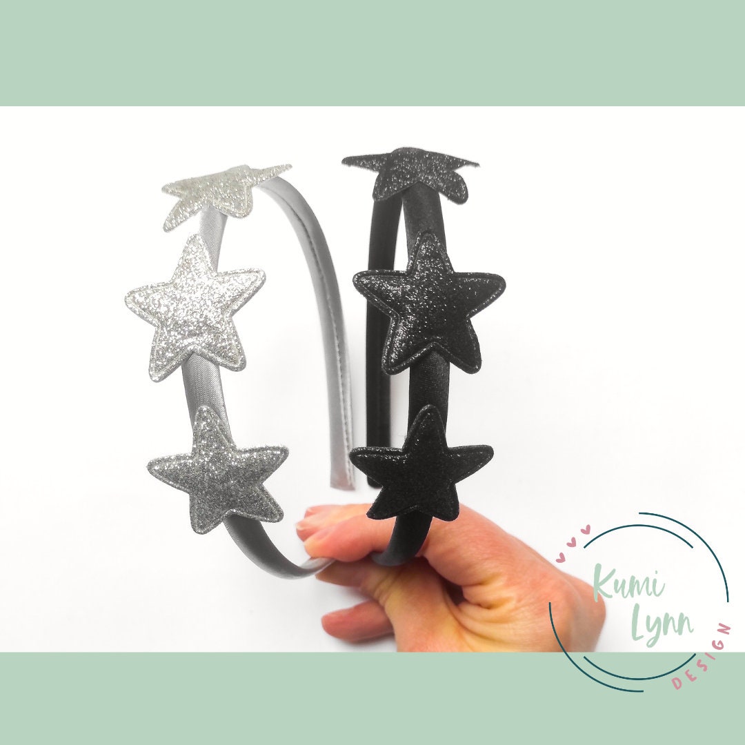 Headband Stars Silver-grey or Black With Glitter Gift Easter Christmas ...