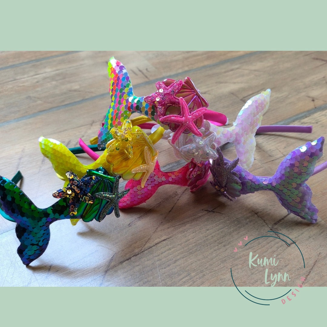 Headband Mermaid Starfish Glitter Sequin Application Made of Fabric ...