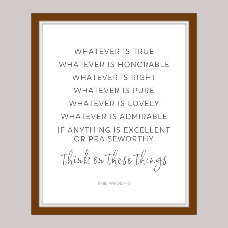 Think on These Things Scripture Printable With Minimalistic Modern ...