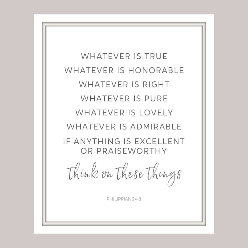 Think on These Things Scripture Printable With Minimalistic | Etsy