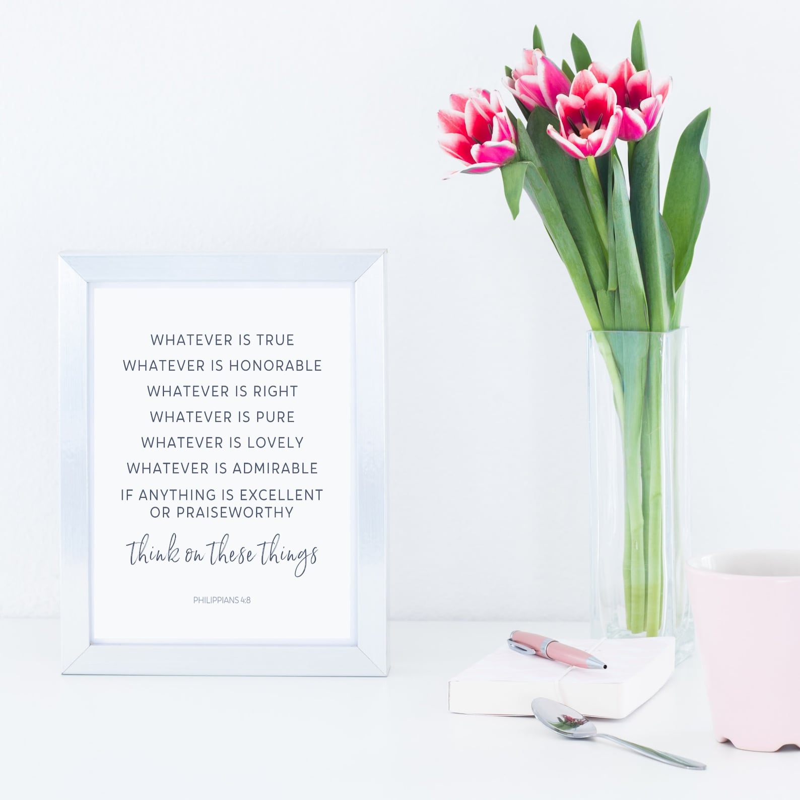 Think on These Things Scripture Printable With Minimalistic Modern ...