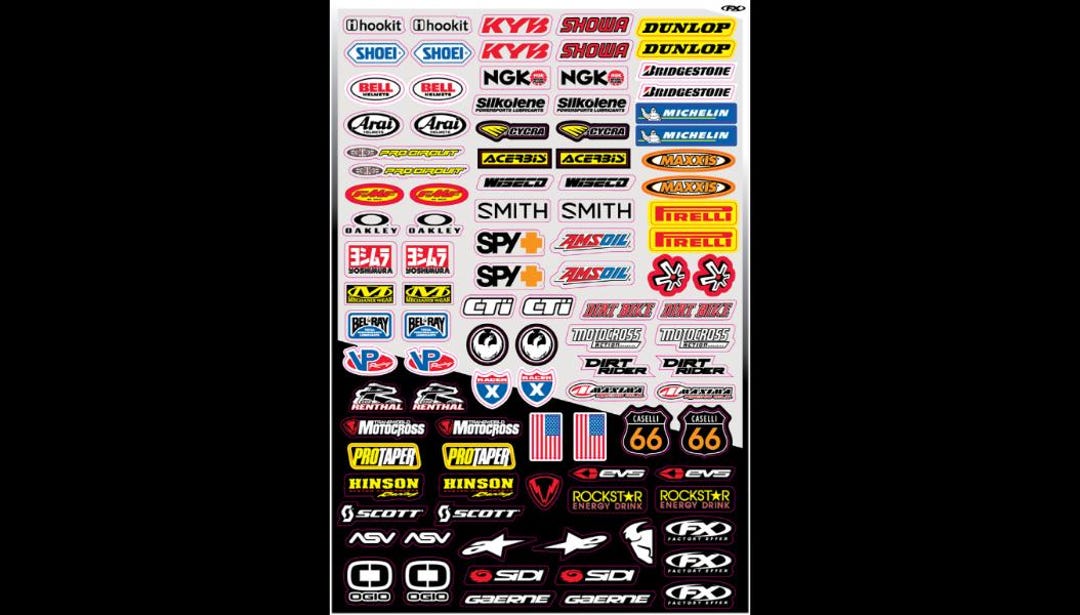 New Factory Effex Sponsor Decal Sheet - Sticker Assortment - Motorcycle ...